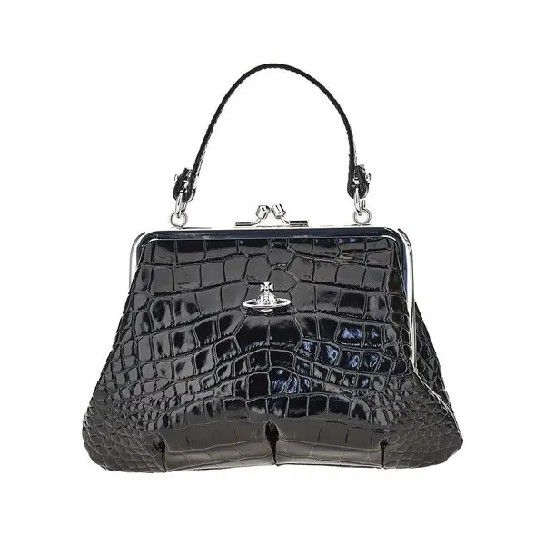 VIVIENNE WESTWOOD Croco-print Leather 'granny Frame' Mini Bag - Black