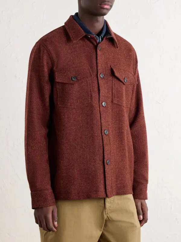 Portuguese Flannel Mélange Wool-tweed Overshirt