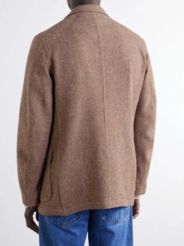 DRAKE'S Games Herringbone Virgin Wool-tweed Blazer