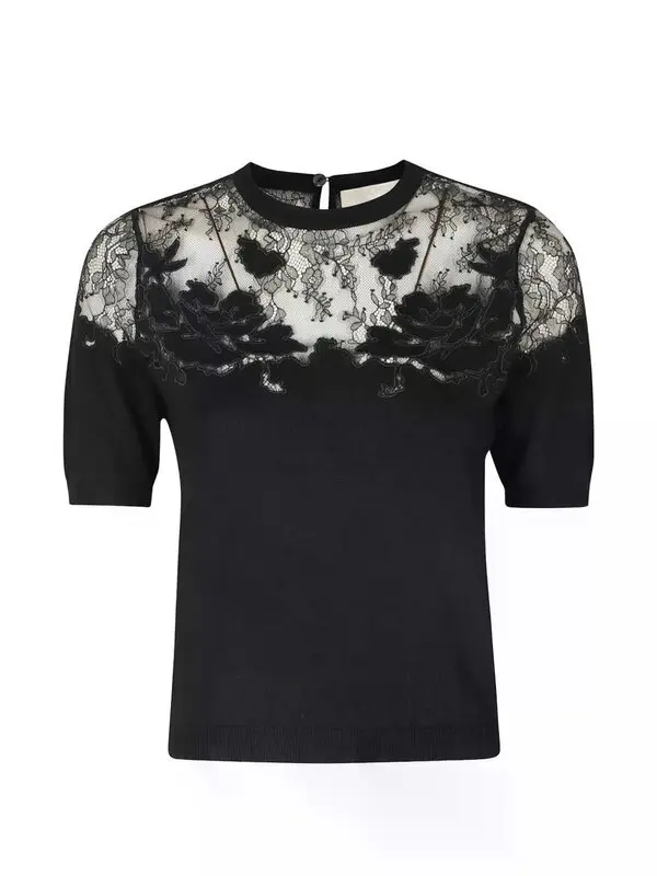 Ulla Johnson Ella Lace-panelled Short-sleeve Top - Black