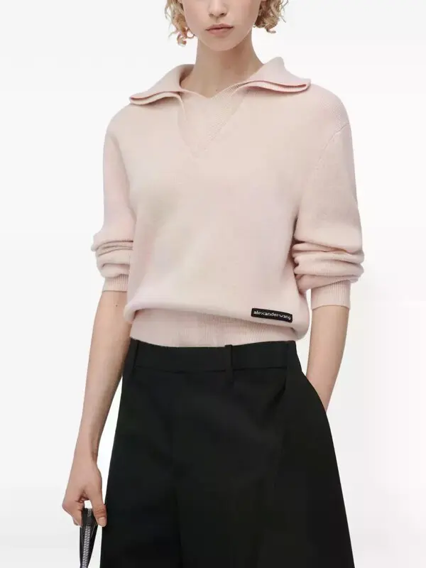 Alexander Wang Ls Double Collar V-neck Sweater