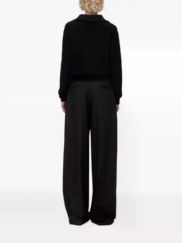 Alexander Wang Ls Double-collar V-neck Sweater - Black