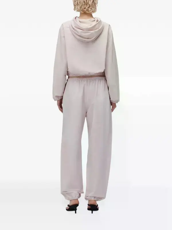 Alexander Wang Mid-rise Track Pants W/ Rhinestone Drawcord - Neutrals