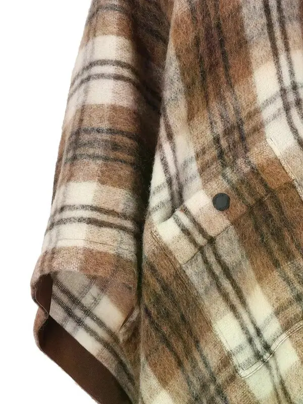 Moncler Check-pattern Shearling-collar Cape