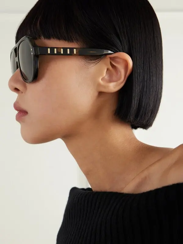 Fendi Five Sisters Double-bridge Aviator-style Acetate Sunglasses - Tortoiseshell