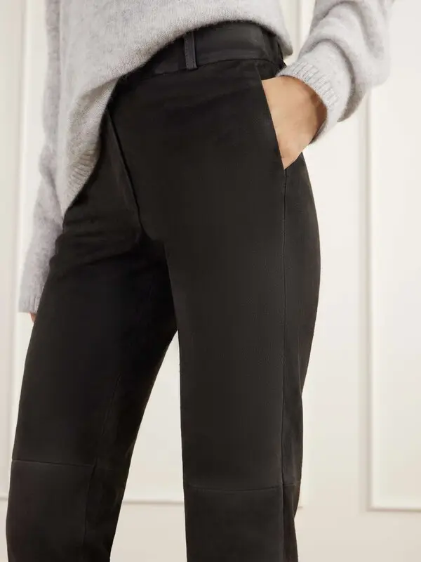 ARMA Jen Paneled Suede Straight-leg Pants