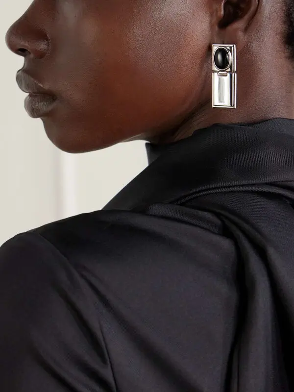 DEHANCHE Signet Stone Hinge Gold-plated Onyx Earrings