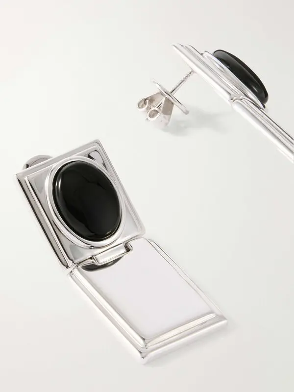 DEHANCHE Signet Stone Hinge Gold-plated Onyx Earrings