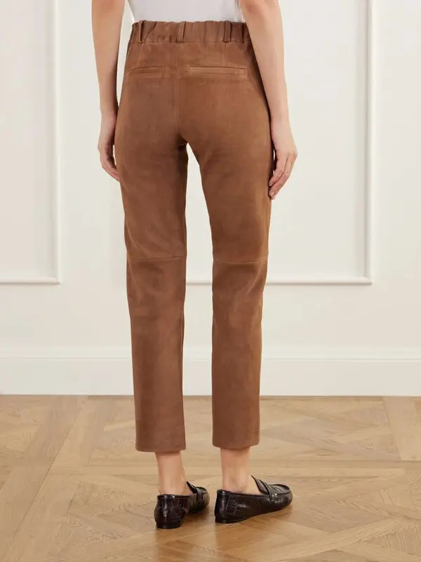 ARMA Jen Paneled Suede Straight-leg Pants
