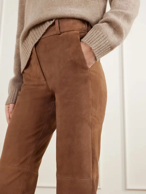 ARMA Jen Paneled Suede Straight-leg Pants - Tan