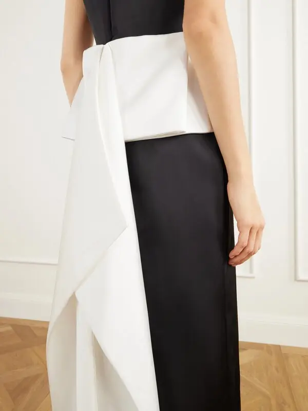 Simkhai Sirel Tie-detailed Peplum Duchess-satin Gown - Black