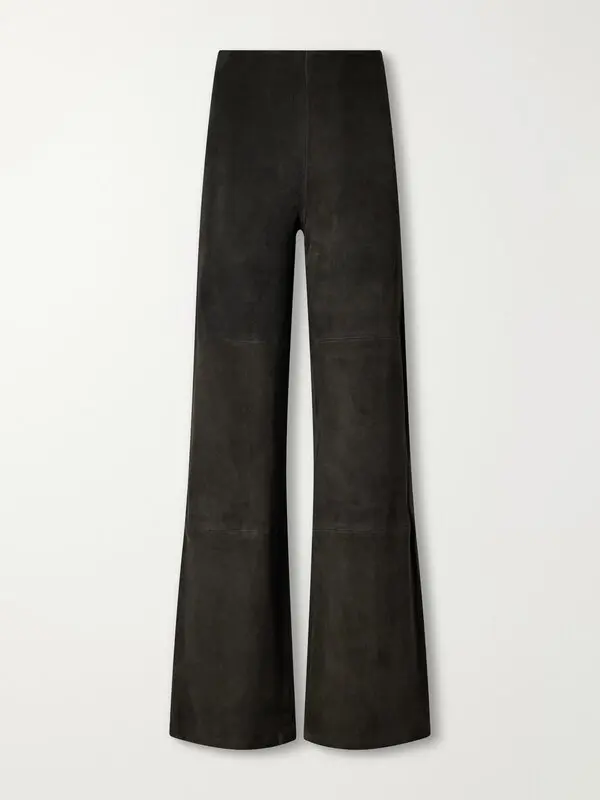ARMA Karina Paneled Suede Straight-leg Pants - Gray