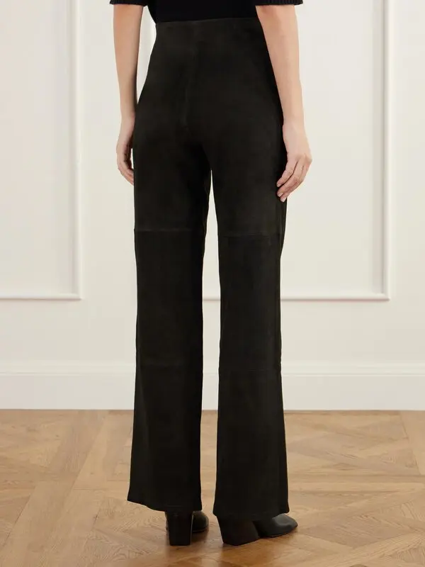 ARMA Karina Paneled Suede Straight-leg Pants - Gray