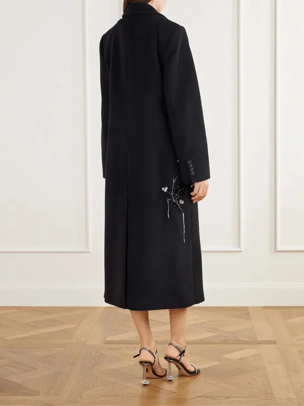 Simkhai Gianni Bead-embellished Double-breasted Wool-blend Felt Coat
