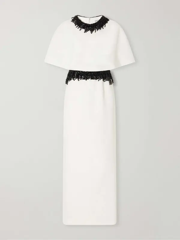 Simkhai Vantrel Cape-effect Bead-embellished Cady Gown