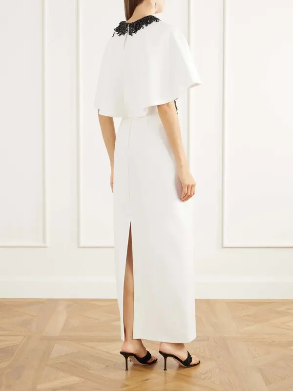 Simkhai Vantrel Cape-effect Bead-embellished Cady Gown