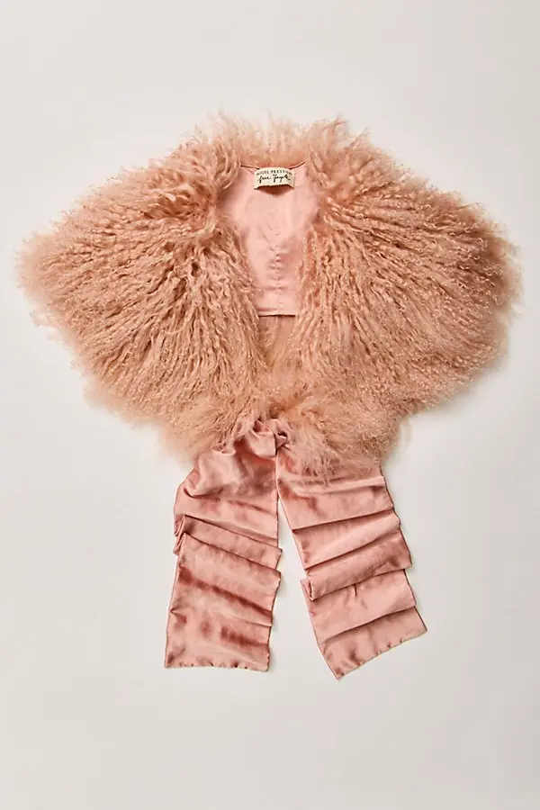 NIGEL PRESTON Damsel Fur Shawl - Peach