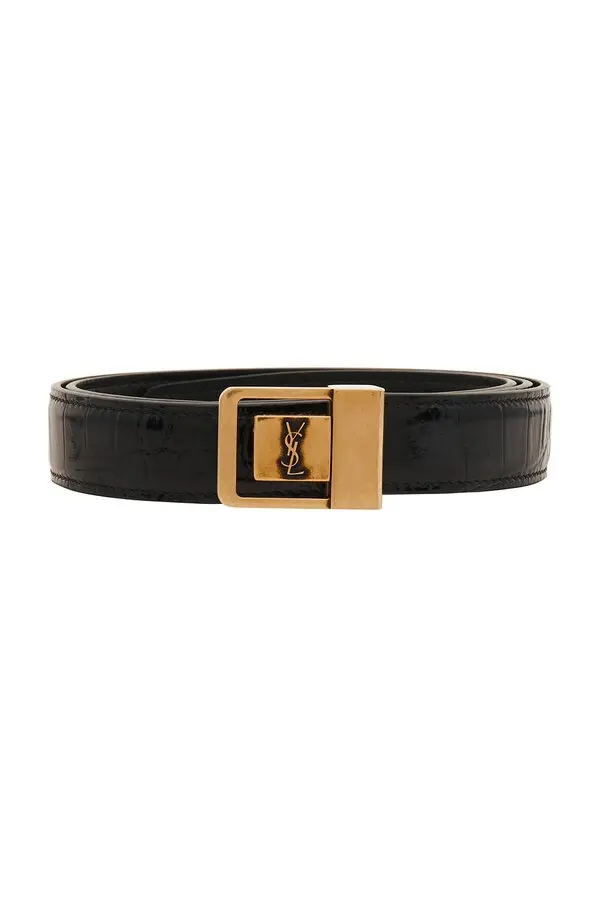 Saint Laurent Fine Ceinture Boucle Belt In Black