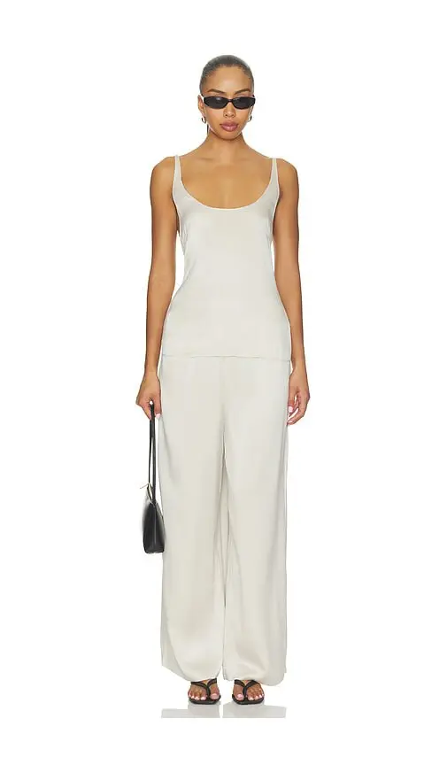 EAVES Romy Washed Silk Top In Grey