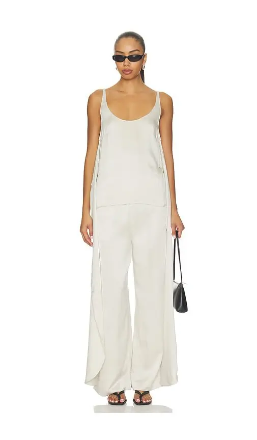 EAVES Romy Washed Silk Top In Grey