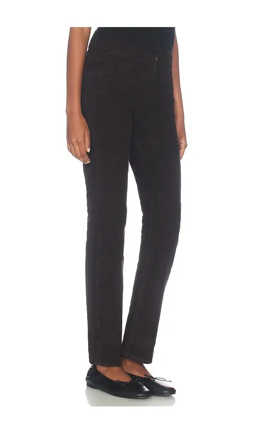 FAVORITE DAUGHTER The Cord Alba Low Rise Straight Pant In Brown - Espresso