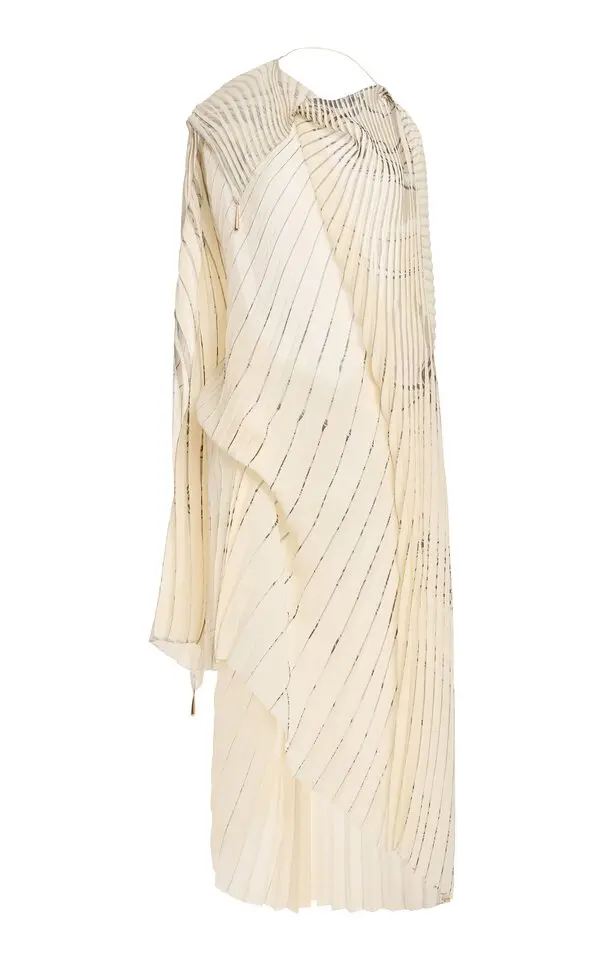 Victoria Beckham Asymmetrical Pleated Midi Dress - Grey