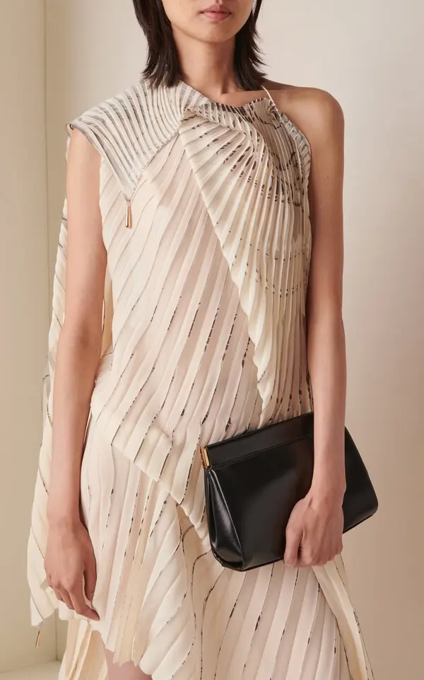 Victoria Beckham Asymmetrical Pleated Midi Dress