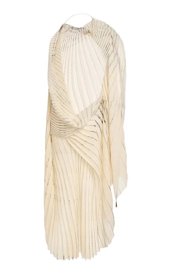 Victoria Beckham Asymmetrical Pleated Midi Dress