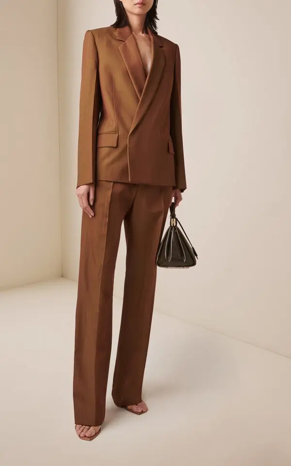 Victoria Beckham Dropped-lapel Wool Blazer - Brown