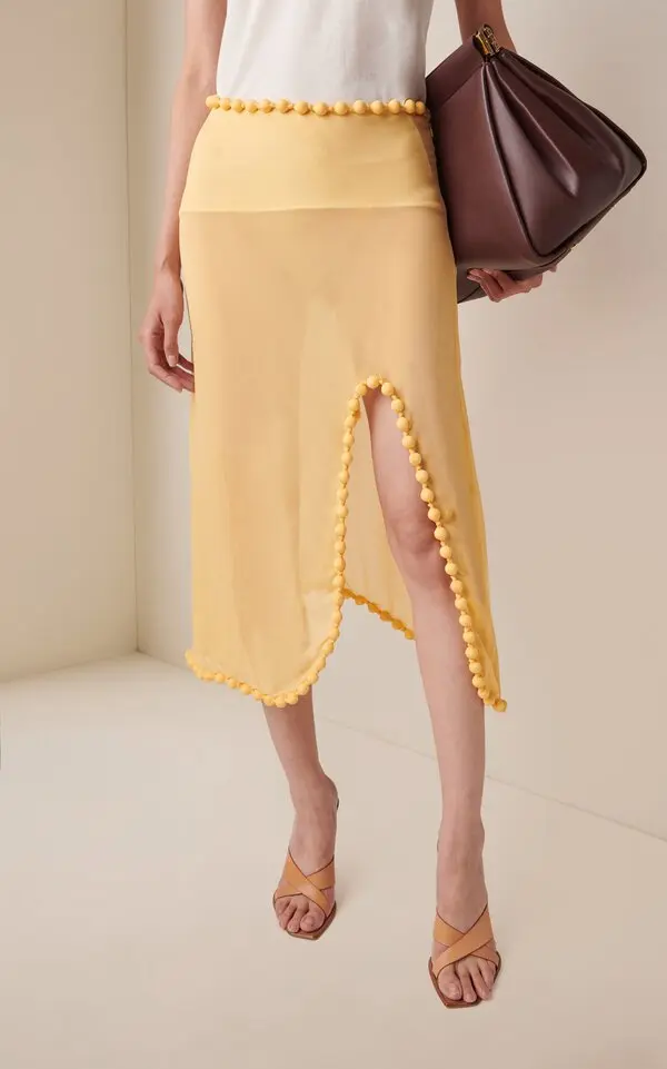 Victoria Beckham Bubble-trim Georgette Midi Skirt