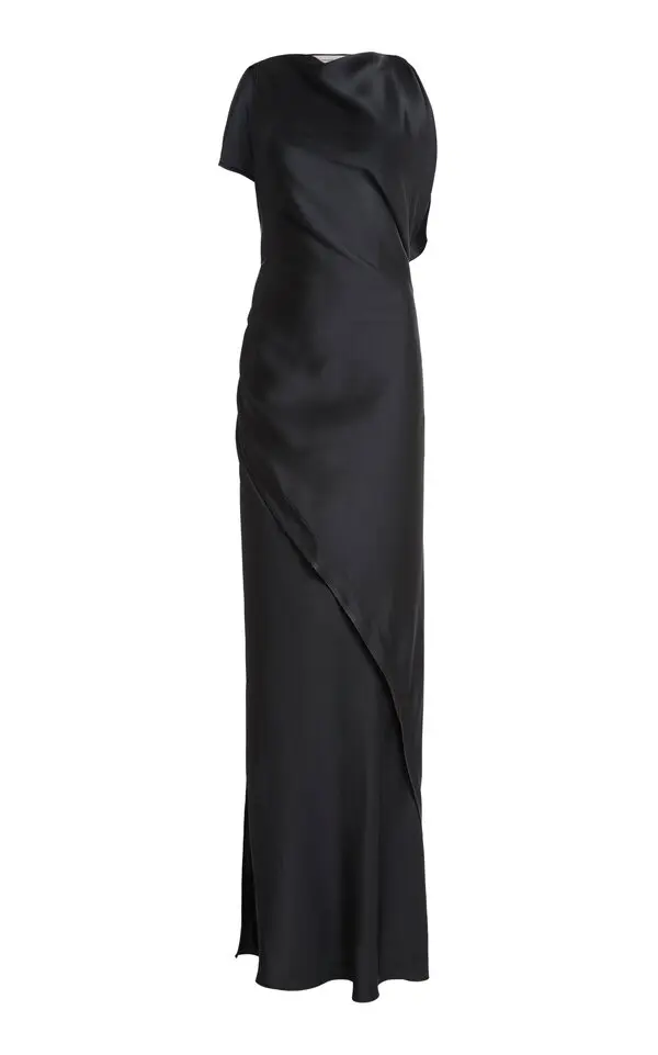 Victoria Beckham Kyra Draped Satin Maxi Dress - Black