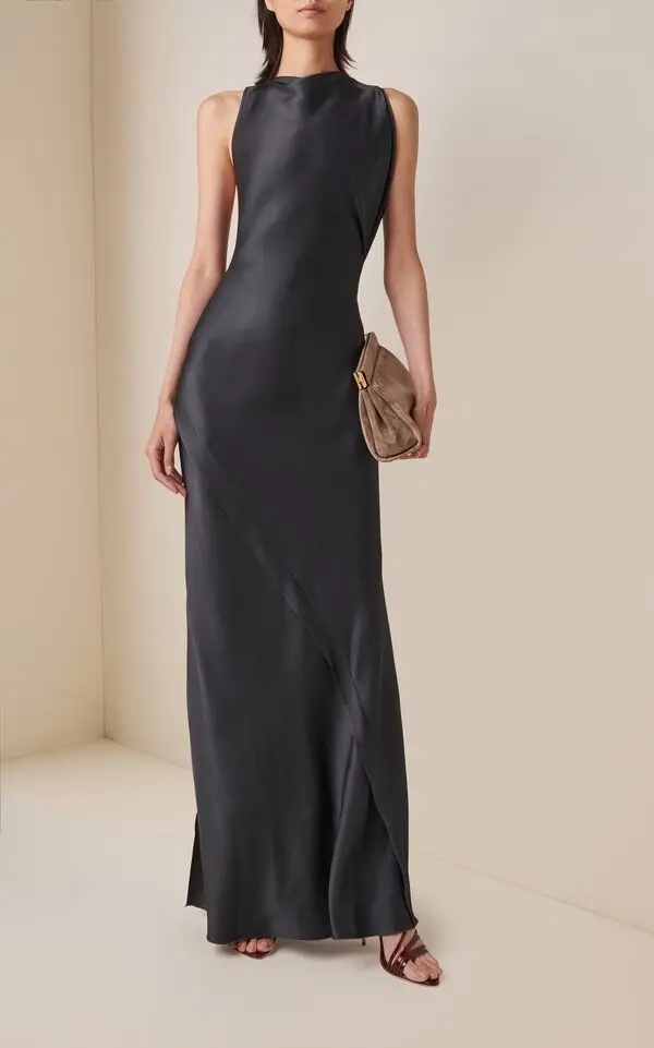 Victoria Beckham Kyra Draped Satin Maxi Dress
