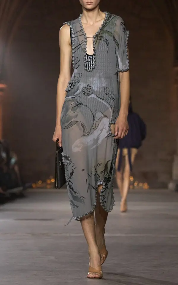 Victoria Beckham Asymmetrical Bubble-trim Midi Dress