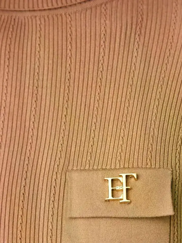 Elisabetta Franchi Logo-plaque Ribbed-knit Sweater