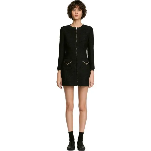 Sandro Short Dress With Metal Chain