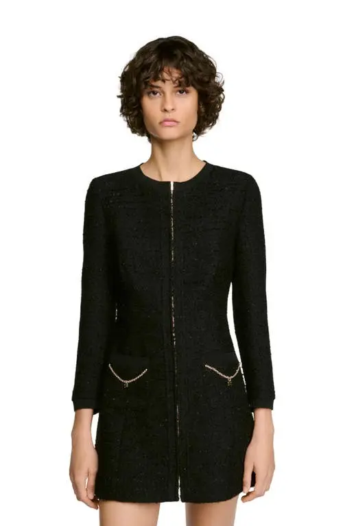 Sandro Short Dress With Metal Chain