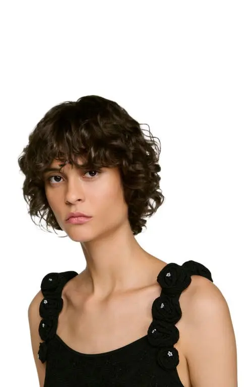 Sandro Knit Bodysuit With Beaded Flowers