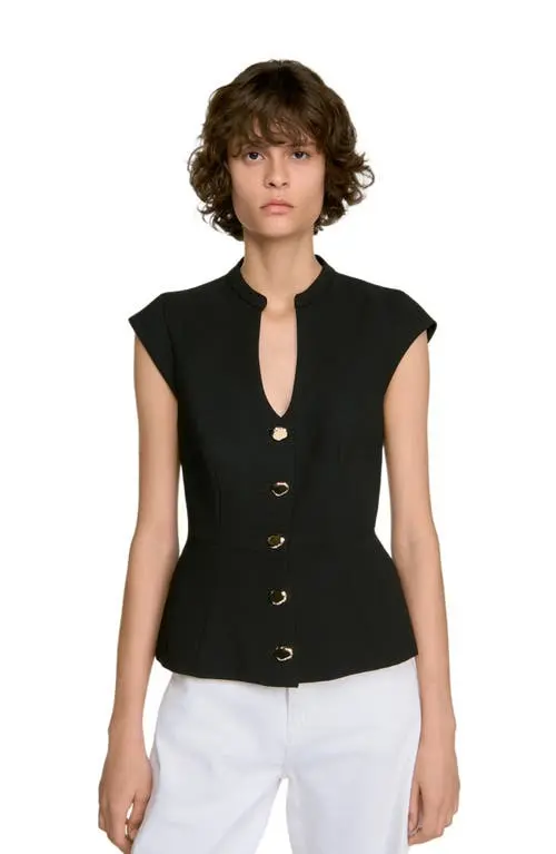 Sandro Buttoned Peplum Top
