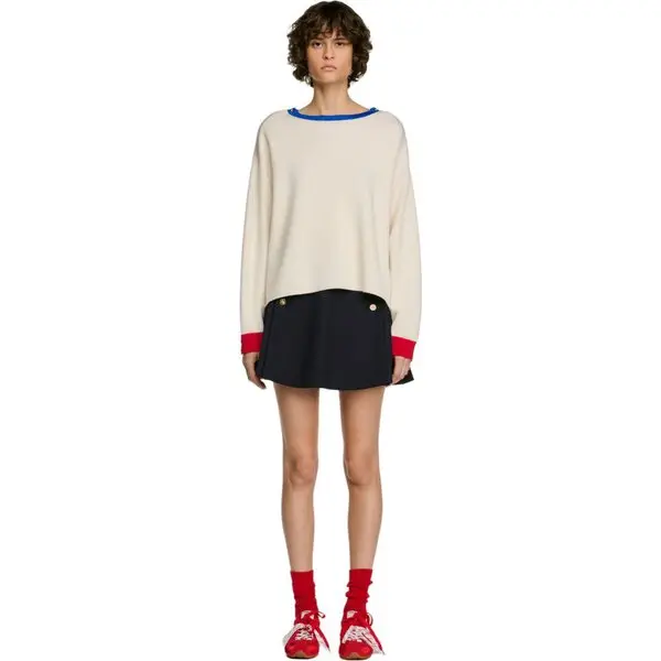 Sandro Contrast Round-neck Wool Sweater