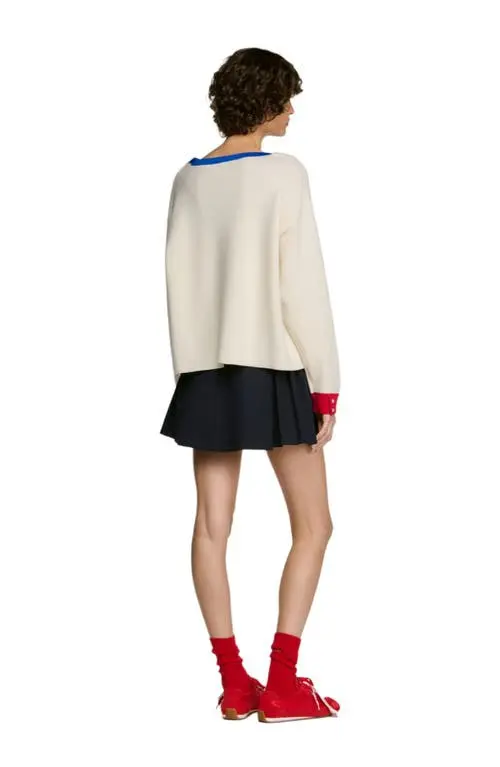 Sandro Contrast Round-neck Wool Sweater