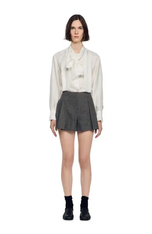 Sandro Houndstooth Wool Shorts