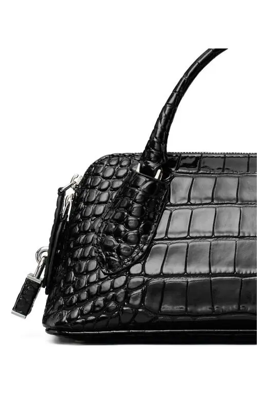 Tory Burch Lock Croc Embossed Leather Top Handle Bag