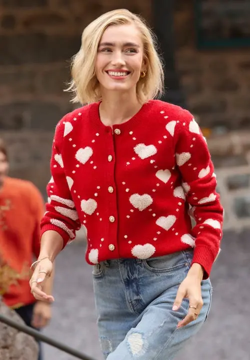 JOE BROWNS Love Sweater Cardigan - Argyle Hearts
