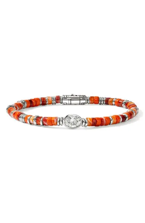 John Hardy Jh Lovestruck Sterling Lab Grown Diamond & Spiny Oyster Shell Heishi Bracelet - Silver