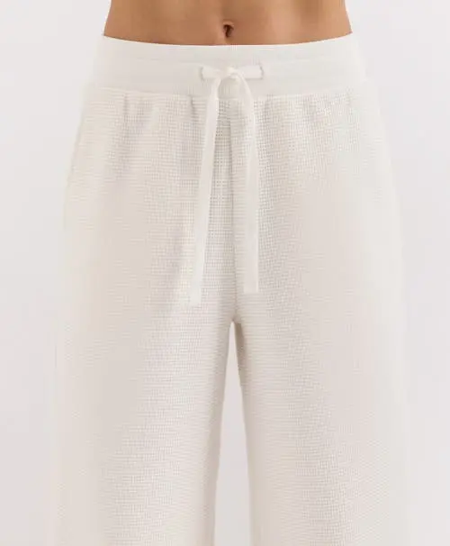 PACT Organic Cotton Luxe Waffle Wide Leg Pant - Soft Ivory