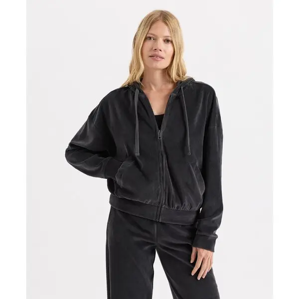PACT Organic Cotton Pure Velour Modern Zip Hoodie - Storm