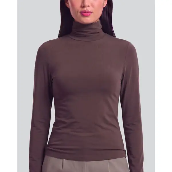 LORDS OF HARLECH Lyocell Stretch Turtleneck - Brownie