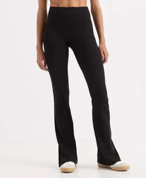 PACT On The Go-to Rib Bootcut Slit Hem Legging Made With Organic Cotton - Black