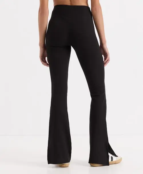 PACT On The Go-to Rib Bootcut Slit Hem Legging Made With Organic Cotton - Black