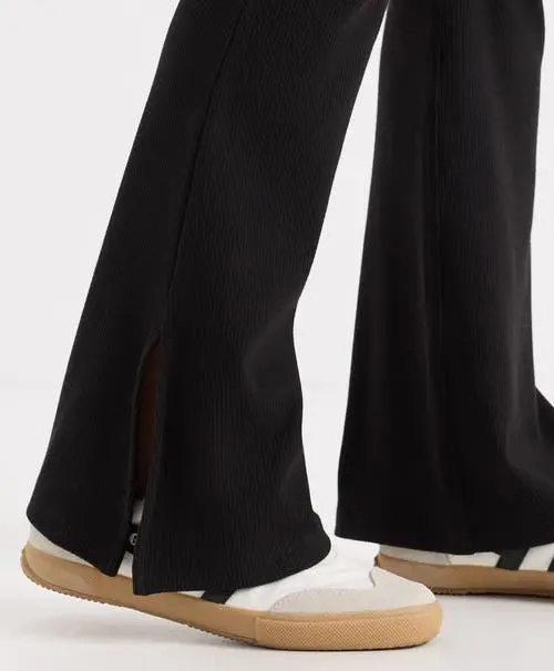 PACT On The Go-to Rib Bootcut Slit Hem Legging Made With Organic Cotton - Black